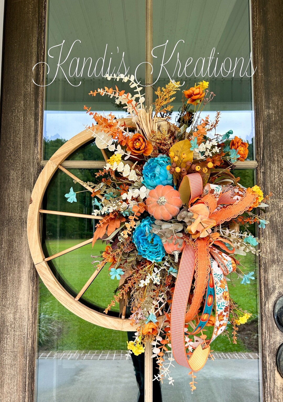 Wagon Wheel Wreath, Wheel Door Hanger, Fall Wagon Wheel, Fall Door ...