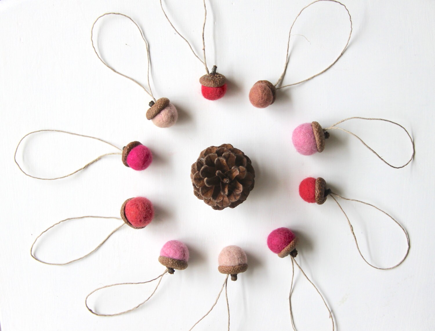 Shades of Pinks Felted Acorns Needle Felt Acorns Wool - Etsy