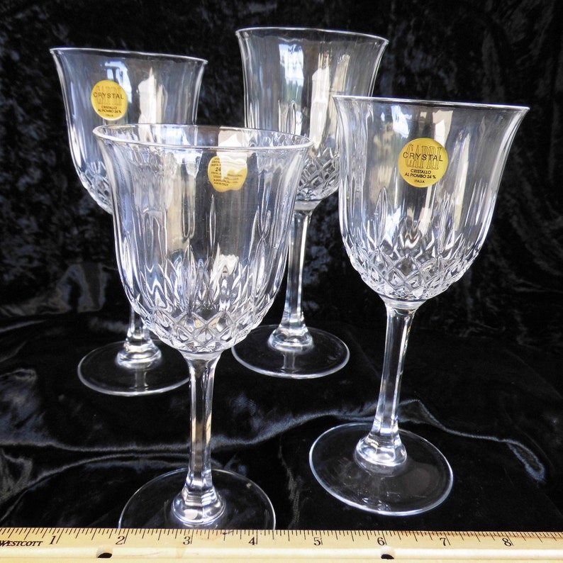 4 Capri crystal Italy white wine goblet cut 24% lead crystal | Etsy