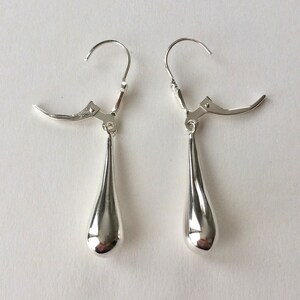 Sterling Silver Long Teardrop Lever Back Earrings. - Etsy