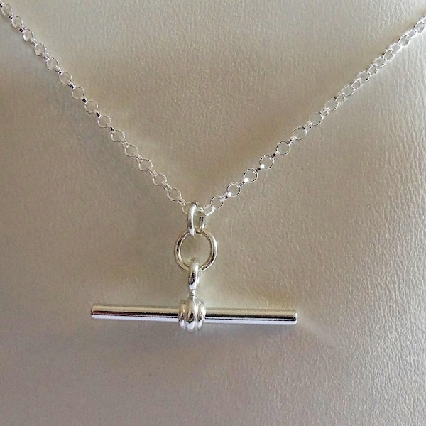 Womens Silver T Bar Necklace Etsy