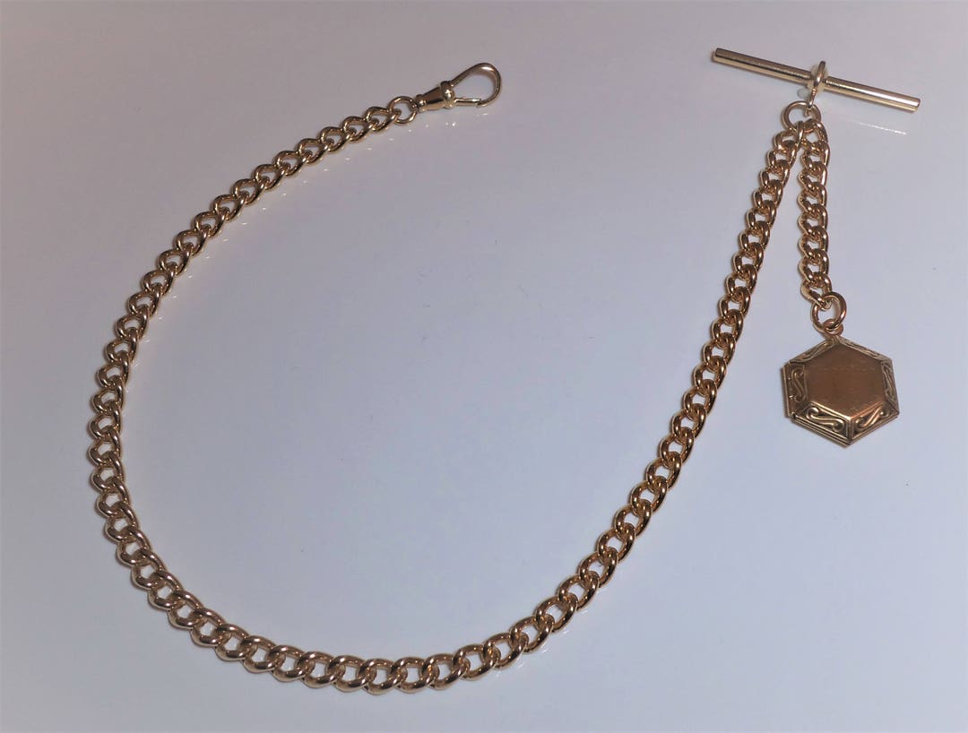 Gold Plated Pocket Watch Chain With Locket Fob. - Etsy