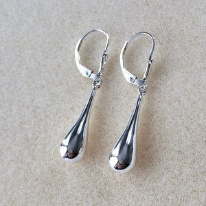 Sterling Silver Long Teardrop Lever Back Earrings. - Etsy