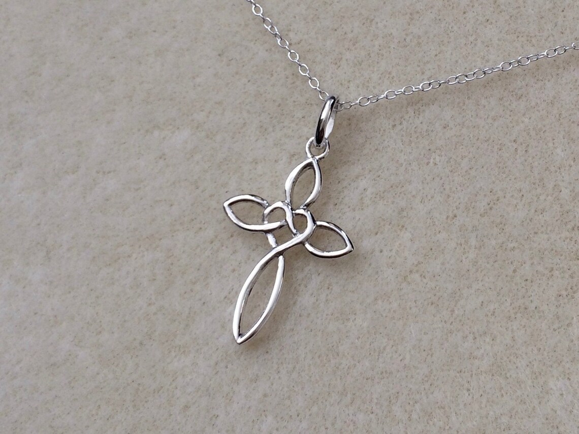 Sterling Silver Infinity Heart Cross Pendant Necklace - Etsy UK