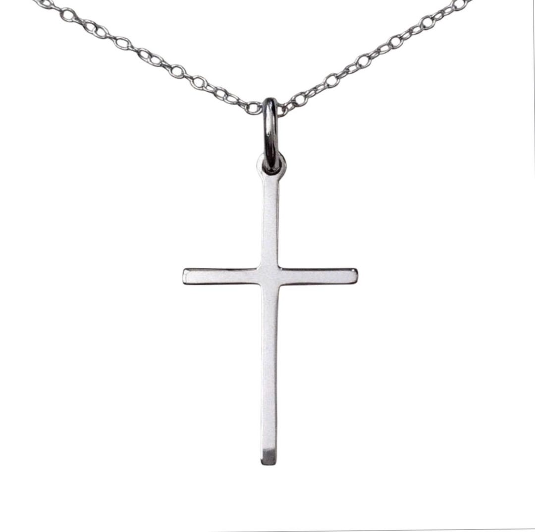 Sterling Silver Simple Plain Cross Pendant Necklace. - Etsy