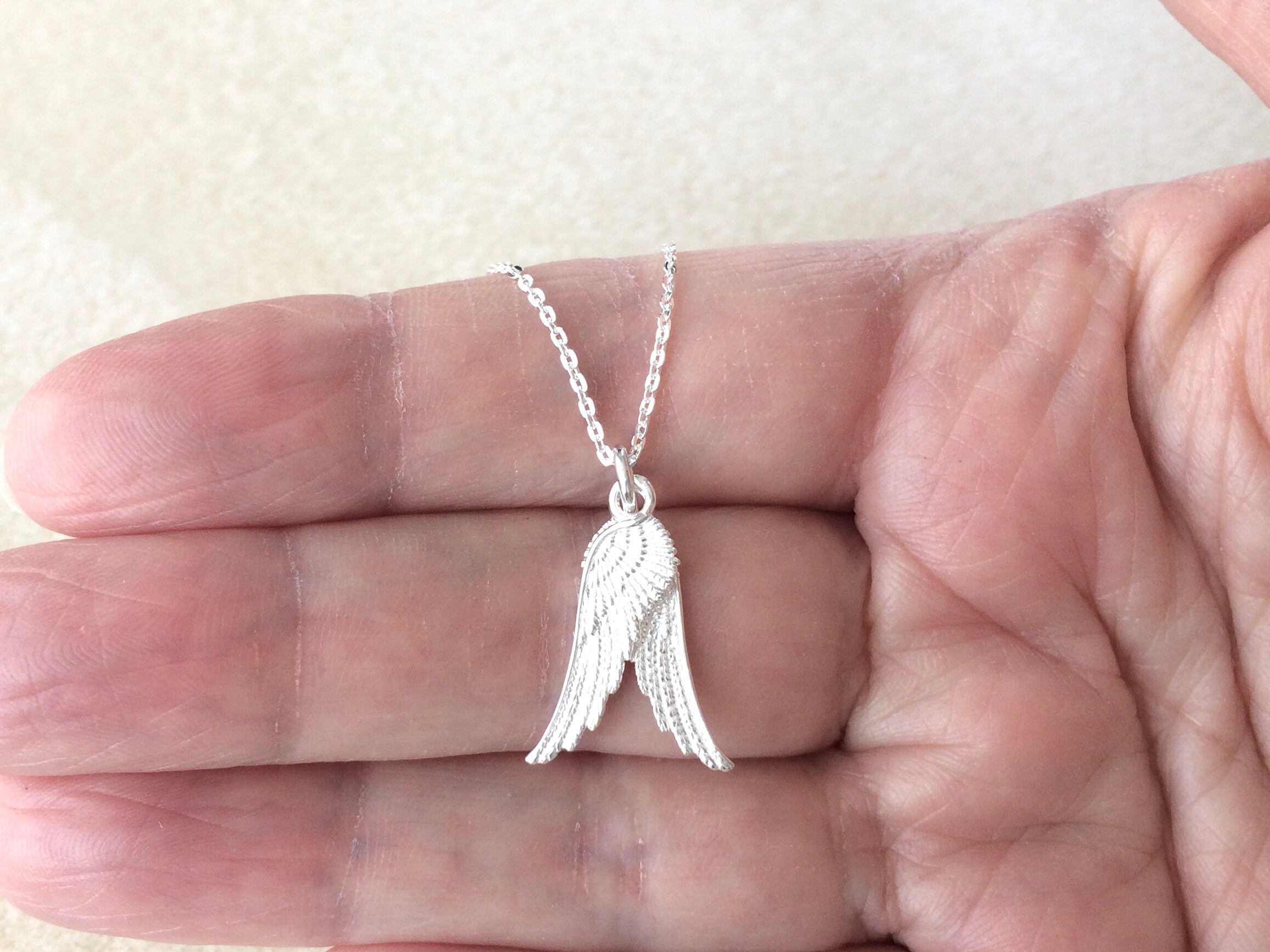 Sterling Silver Angel Wings Necklace. - Etsy