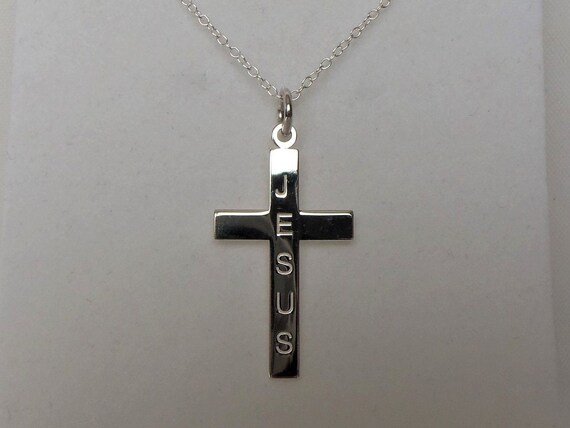 Sterling Silver Jesus Cross Pendant Necklace. | Etsy