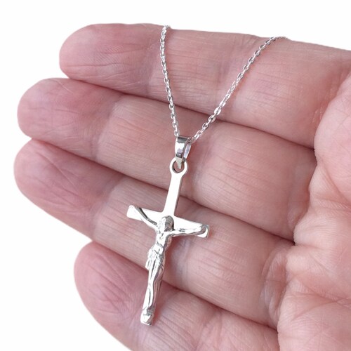 Jesus Cross Necklace Sterling Silver Necklace Crucifix Cross - Etsy