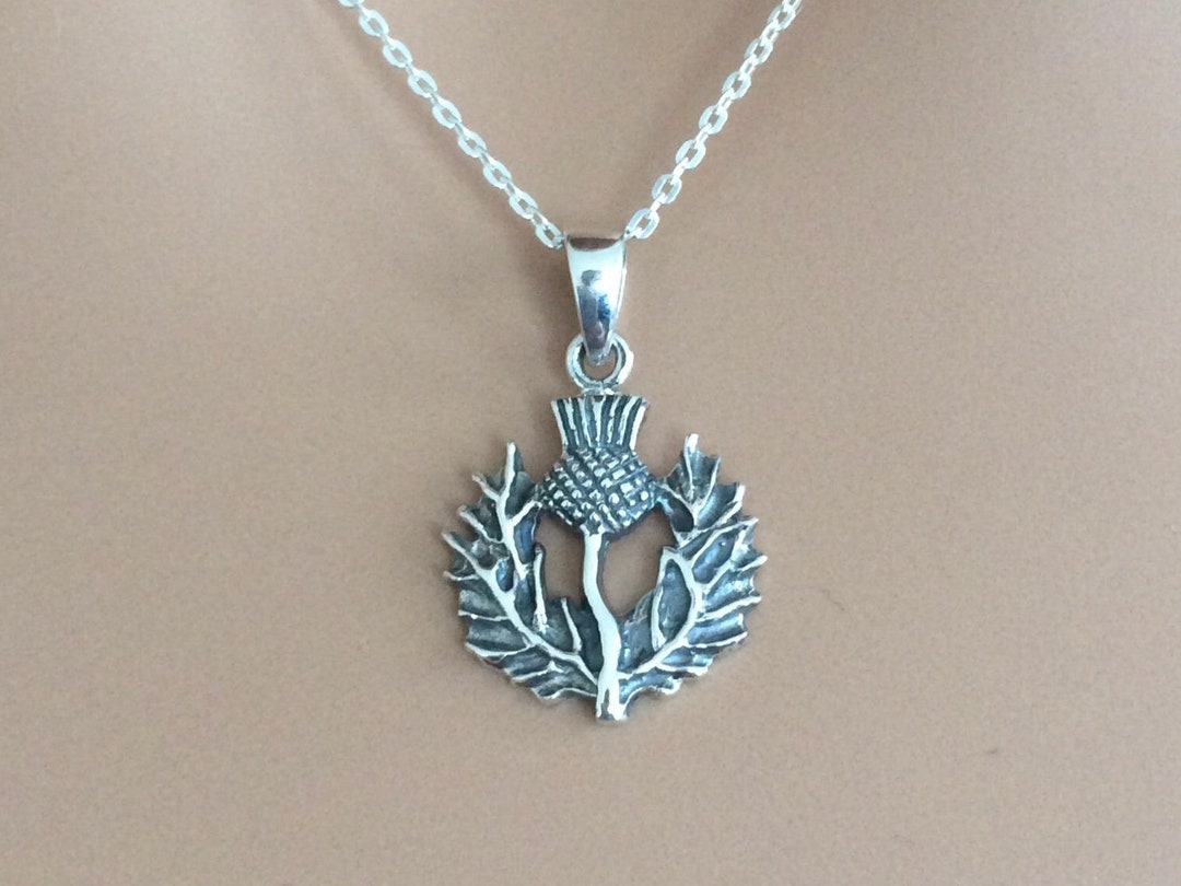 Sterling Silver Celtic Scottish Thistle Pendant Necklace. - Etsy