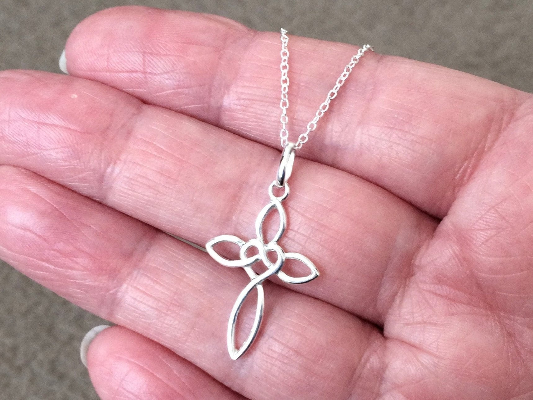 Sterling Silver Infinity Heart Cross Pendant Necklace | Etsy UK