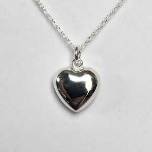 Sterling Silver Puffed Heart Pendant Necklace. - Etsy
