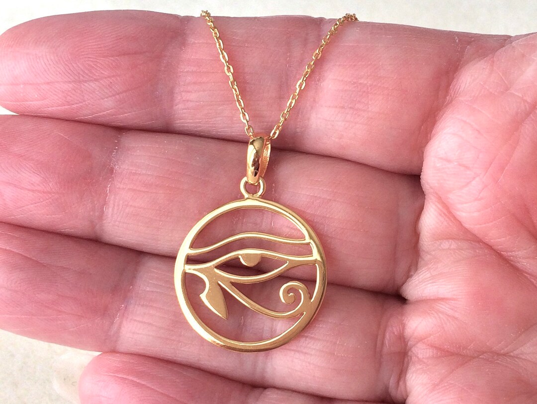 18ct Gold Over Sterling Silver Eye of Horus Pendant Necklace. - Etsy