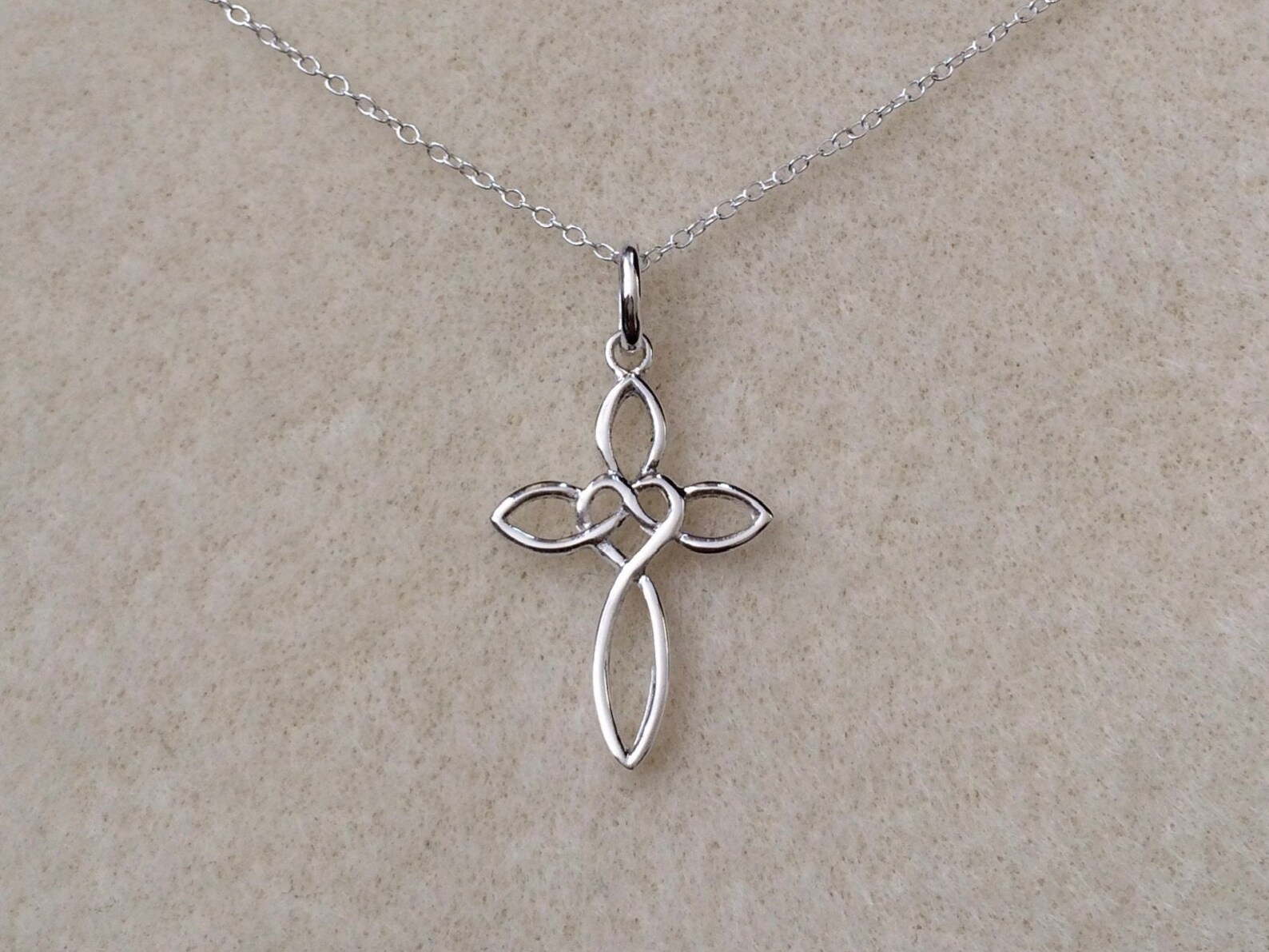 Sterling Silver Infinity Heart Cross Pendant Necklace - Etsy UK