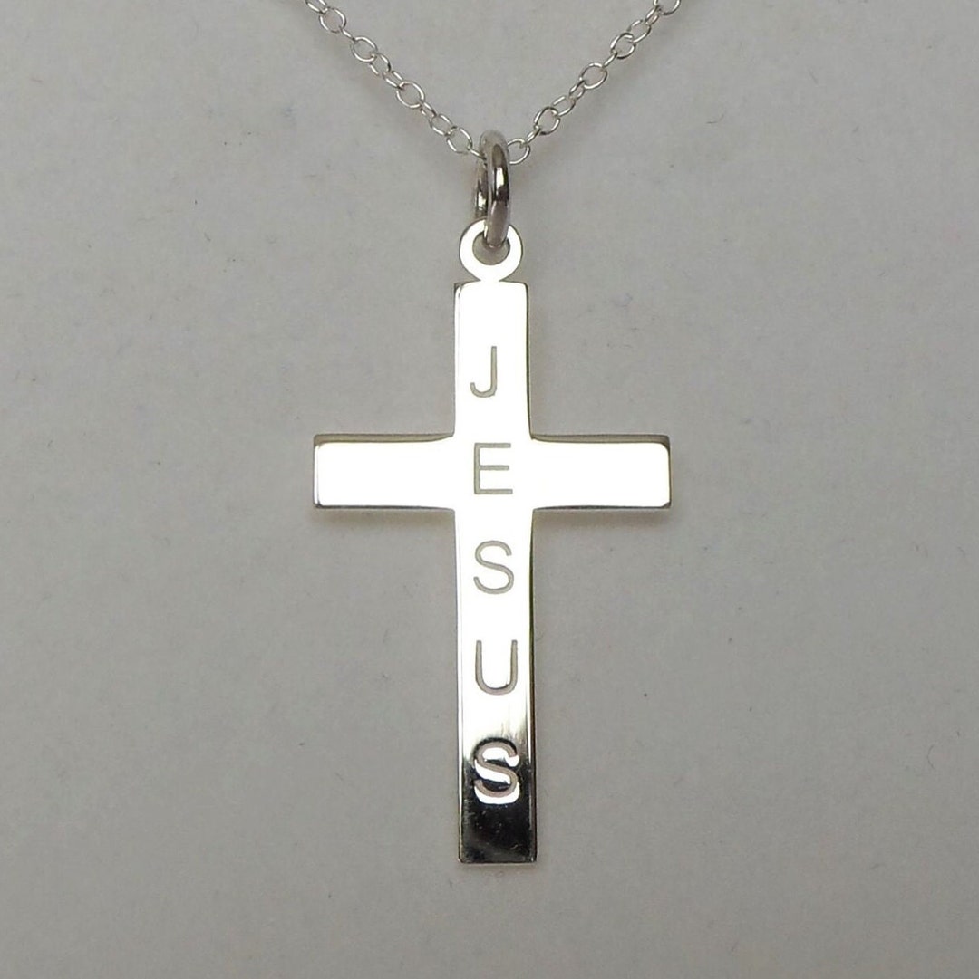 Sterling Silver Jesus Cross Pendant Necklace. - Etsy