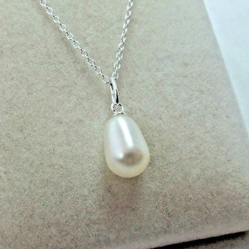 Sterling Silver Freshwater Pearl Pendant Necklace Etsy