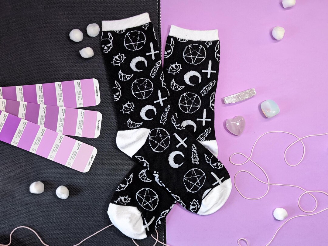 Goth Symbolism Pattern Socks - Etsy