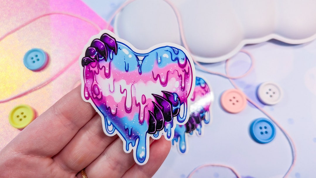 Trans Drippy Heart Pride LGBTQIA Clear Transparent Vinyl Sticker - Etsy
