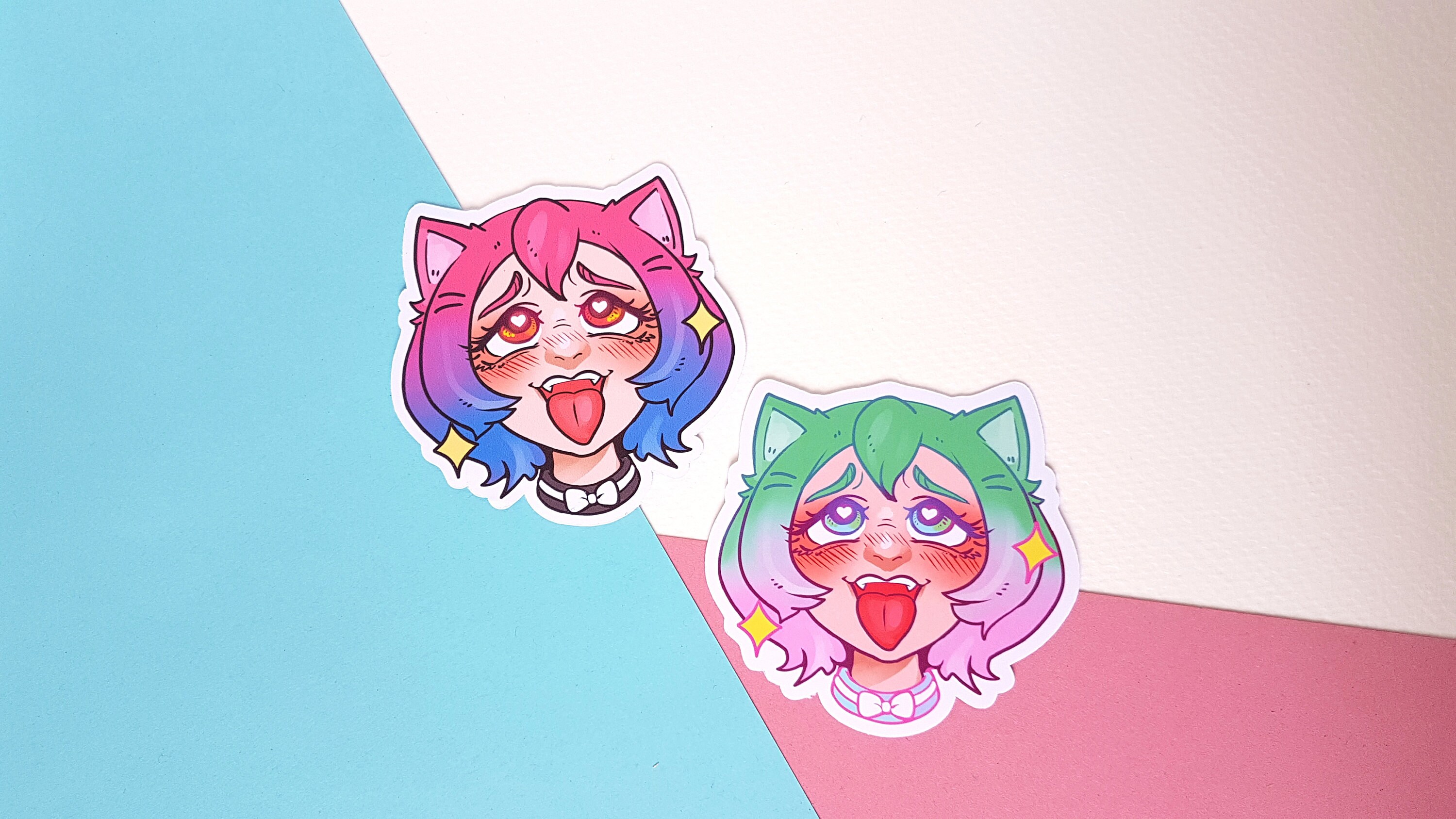 Kawaii Ahegao Pastel Stickers Ahegao Cat Girl Sticker Etsy