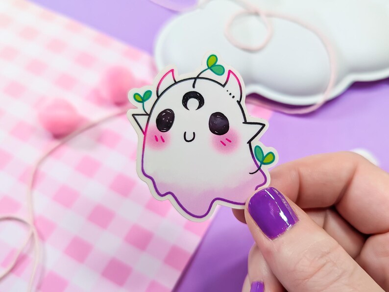 Sprout Ghost Friend Kawaii Clear Vinyl Clear Sticker - Etsy