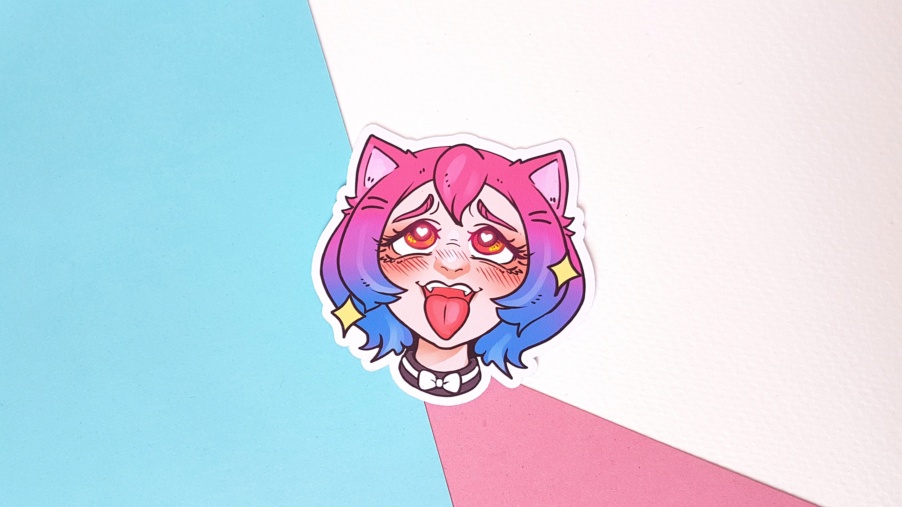 Kawaii Ahegao Pastel Stickers Ahegao Cat Girl Sticker Etsy