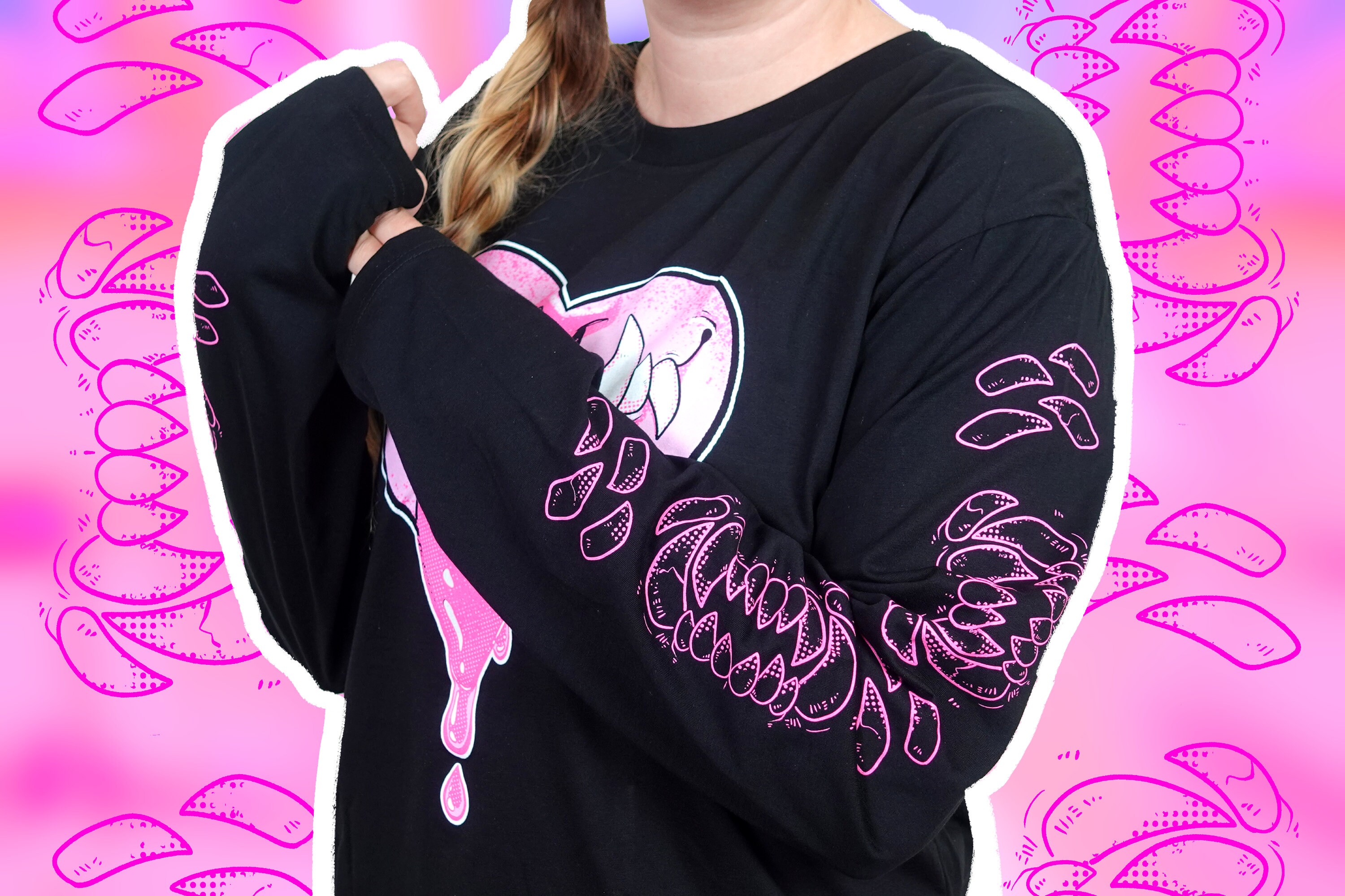 Monster Chomp Long Sleeve Tshirt sizes S-2XL Kawaii | Etsy