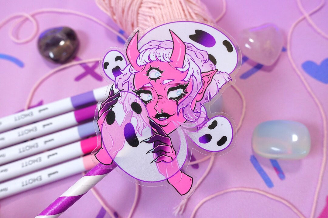 Possessed Ghost Spirit Occult Pink Ink UV Reactive Vinyl Clear Sticker ...