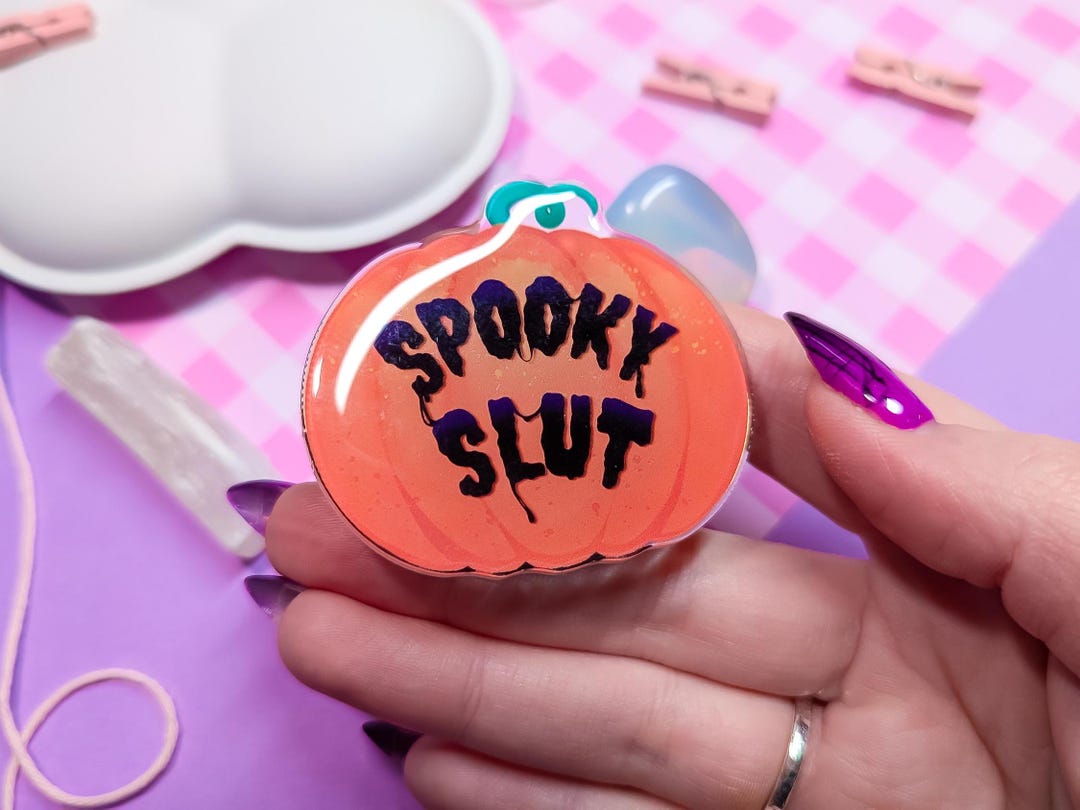 Spooky Sl*t Acrylic Phone Holder, Mount Stand, Kindle Grip, Halloween ...