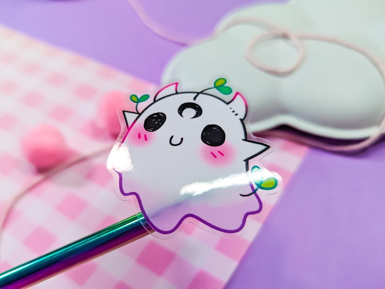 Sprout Ghost Friend Kawaii Clear Vinyl Clear Sticker - Etsy