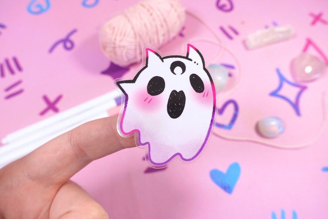 Happy Ghost Friend Kawaii Clear Transparent Vinyl Clear Sticker - Etsy