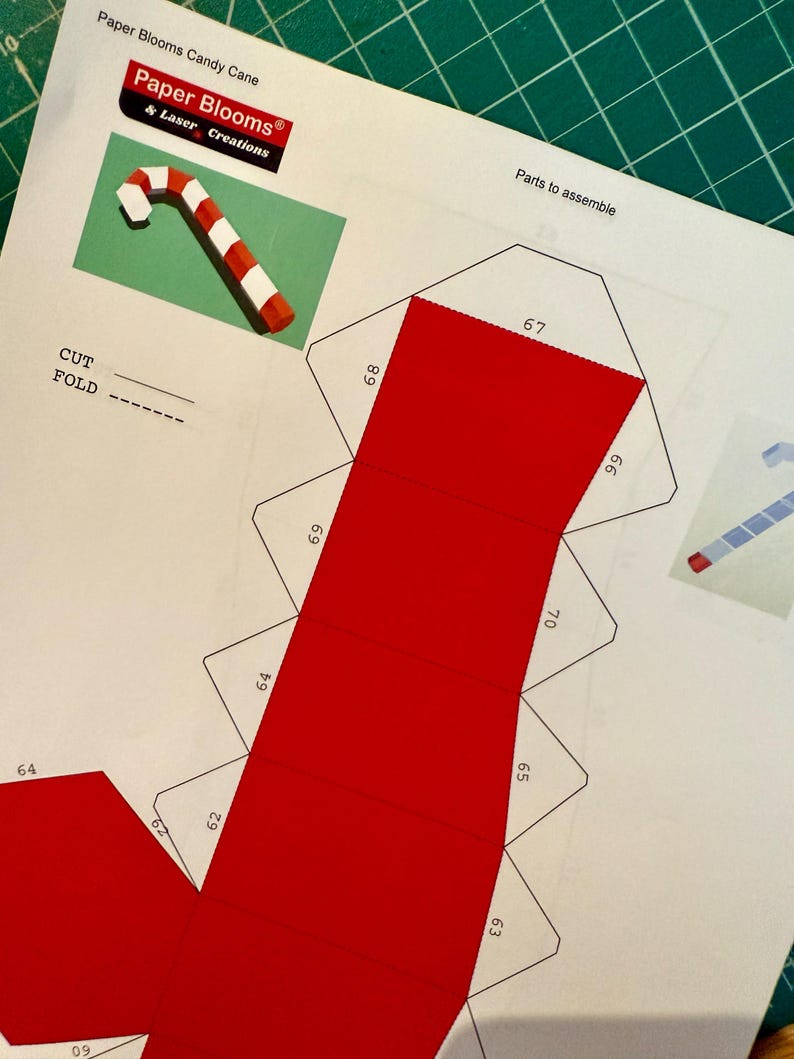 Candy Cane Paper Craft - Etsy