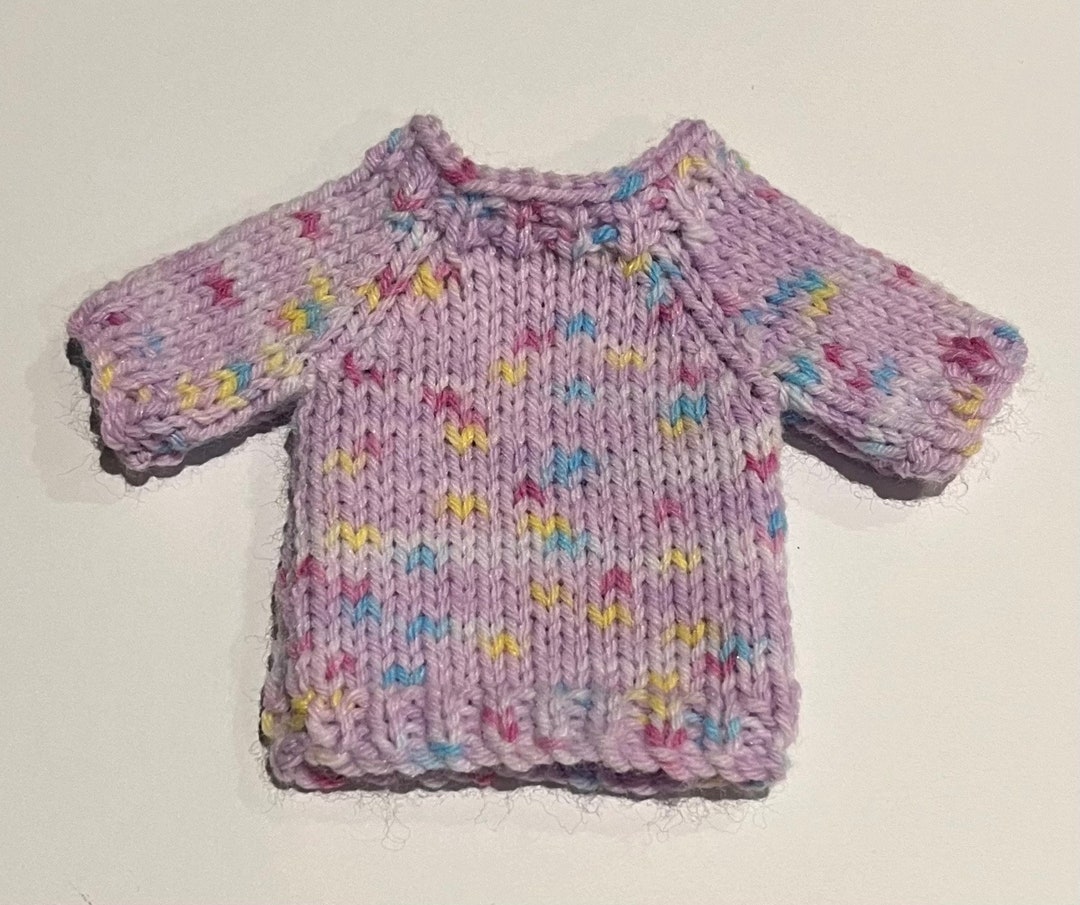 Hand Knitted Barbie/sindy Lilac Speckled Short Sleeved Jumper - Etsy
