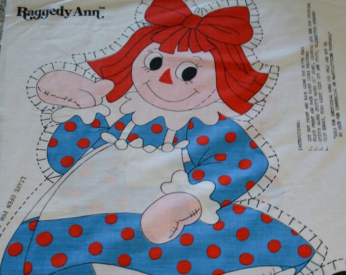 Raggedy Ann Doll Fabric Panel Cut and Sew Pattern one Doll - Etsy
