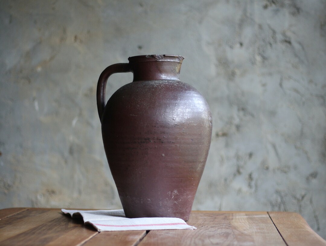 LARGE, Antique Cider Jug, French Stoneware Jug, Terracotta Pot ...