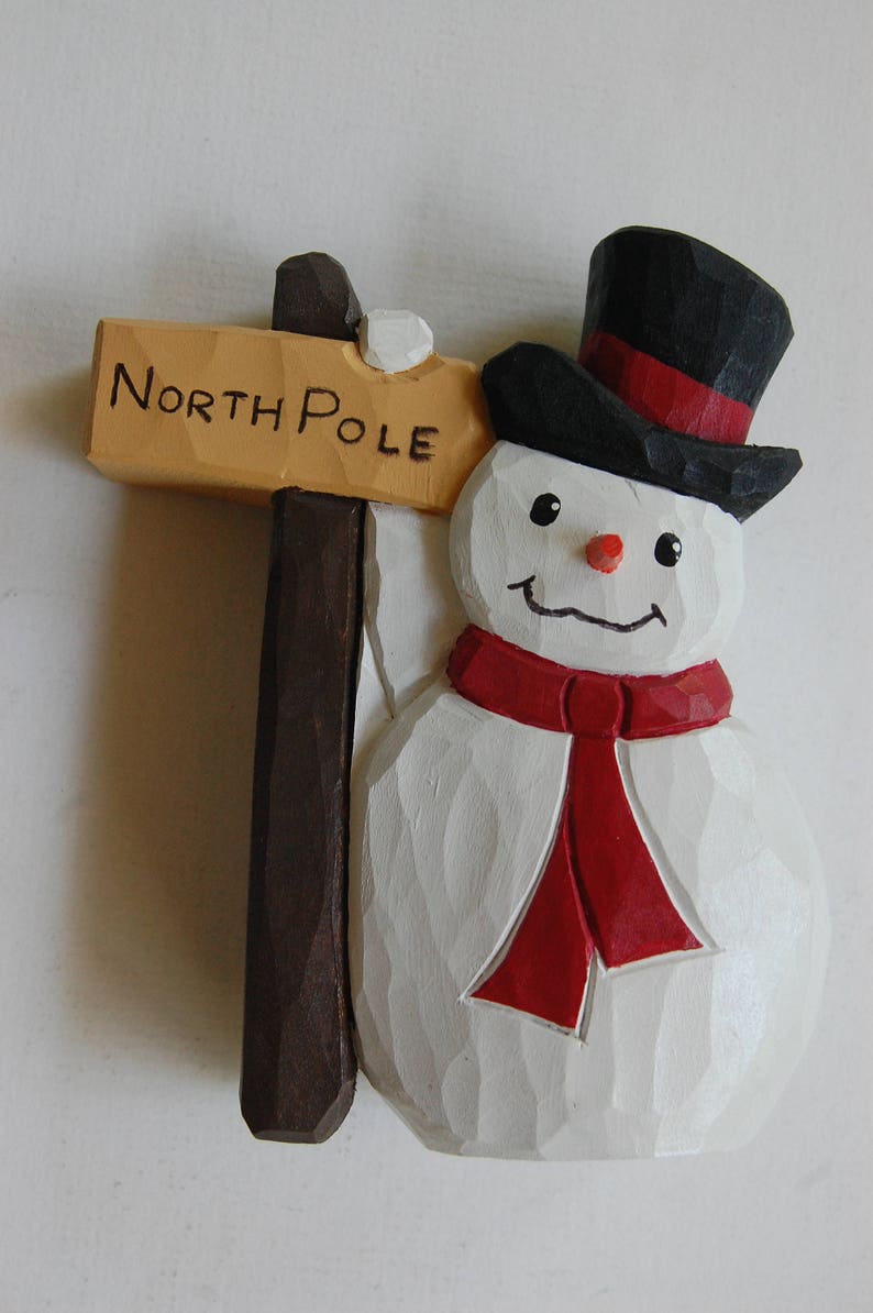 Snowman With North Pole Sign - Etsy