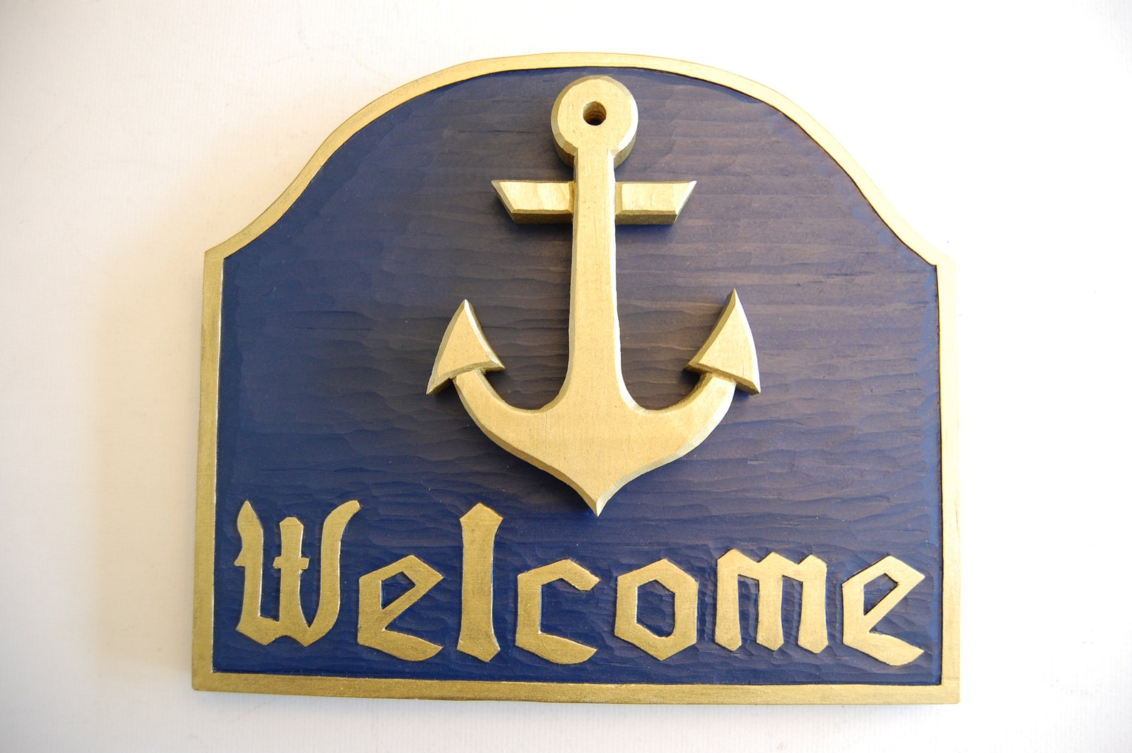 Hand-carved Anchor Welcome Sign - Etsy