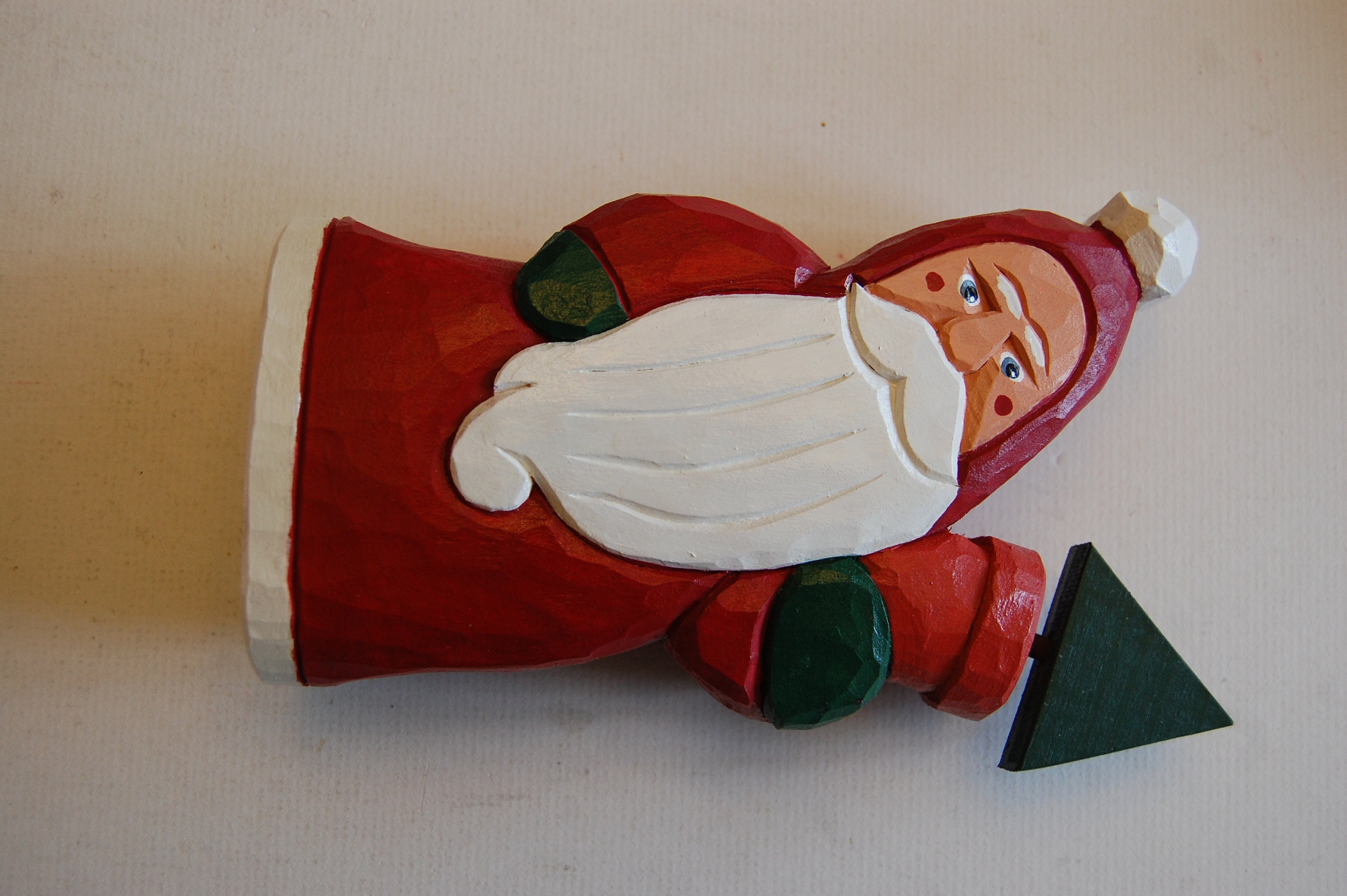 Hand Carved Wooden Santa - Etsy