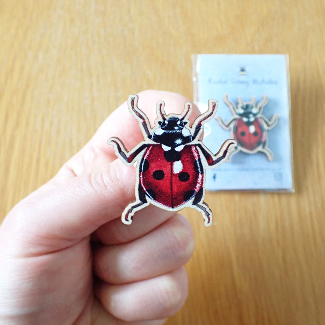 Ladybird Pin Badge Eco Friendly Lovebug Wooden Pin Badge - Etsy