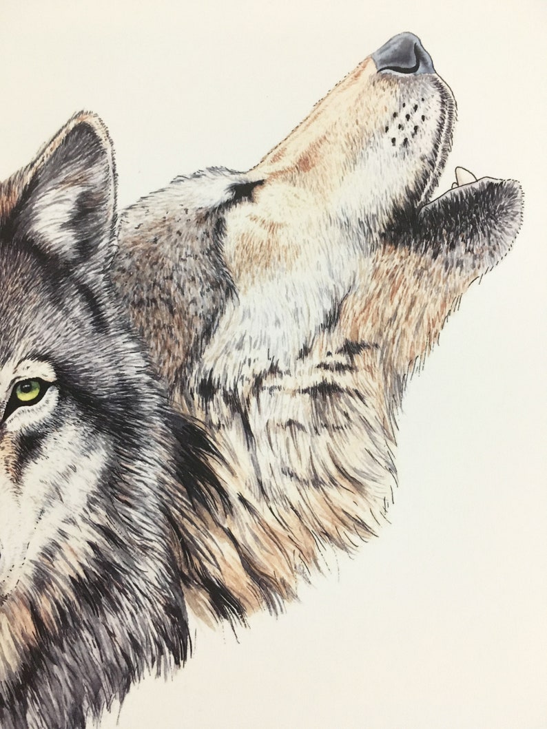 Three Wolves Art Print High Quality Digital A4 Print Grey | Etsy