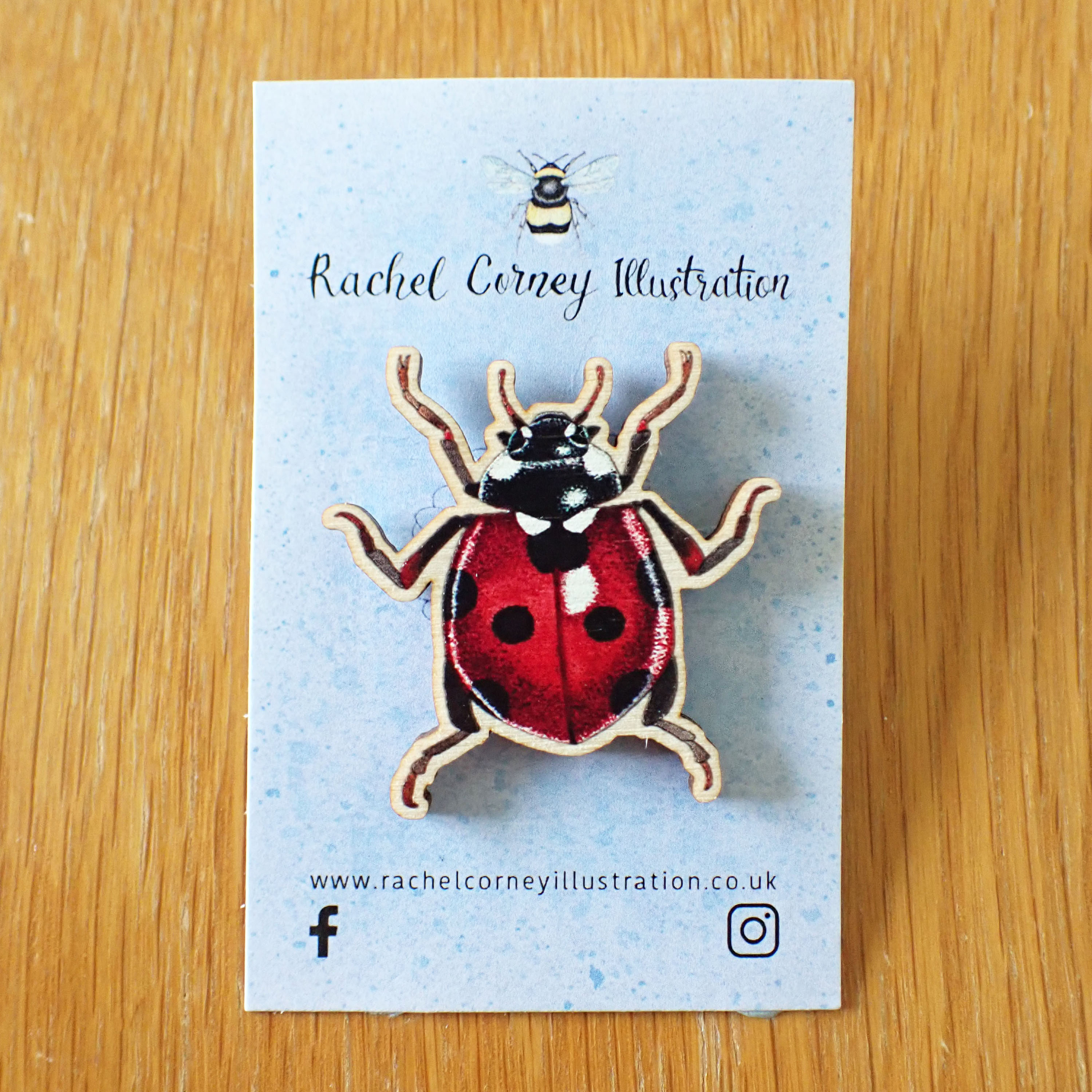 Ladybird Pin Badge Eco Friendly Lovebug Wooden Pin Badge | Etsy