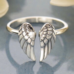 Angel Ring-sterling Silver Adjustable Angel Wings Ring-angel Wings Ring ...