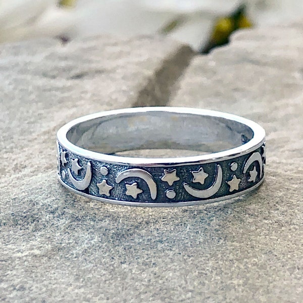 Silver Moon Ring - Etsy