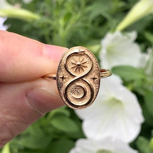 Bronze Infinity Serpent Ouroboros Ring solid Bronze Snake Ring-sun and ...