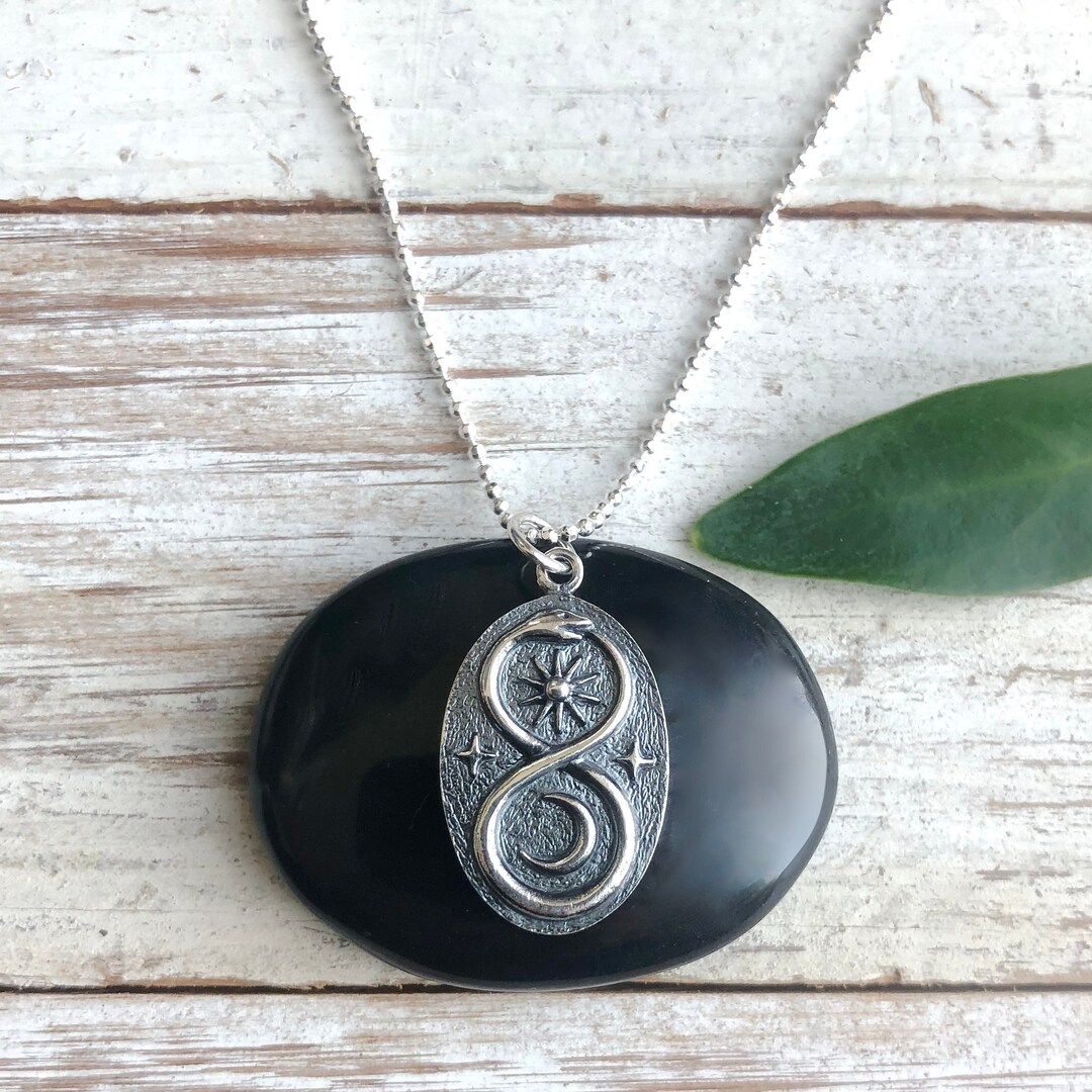 Infinity Serpent Ouroboros Necklace Sterling Silver Snake Necklace sun ...