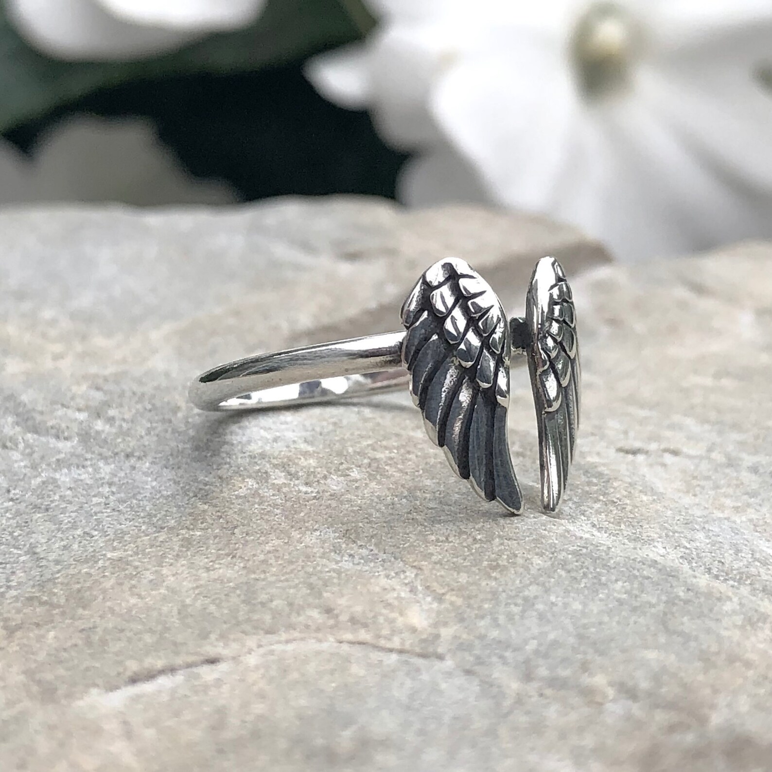 Angel Ring-sterling Silver Adjustable Angel Wings Ring-angel - Etsy