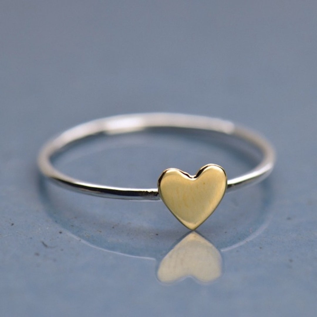 Heart Ring Sterling Silver Bronze Heart Ring Dainty Heart - Etsy
