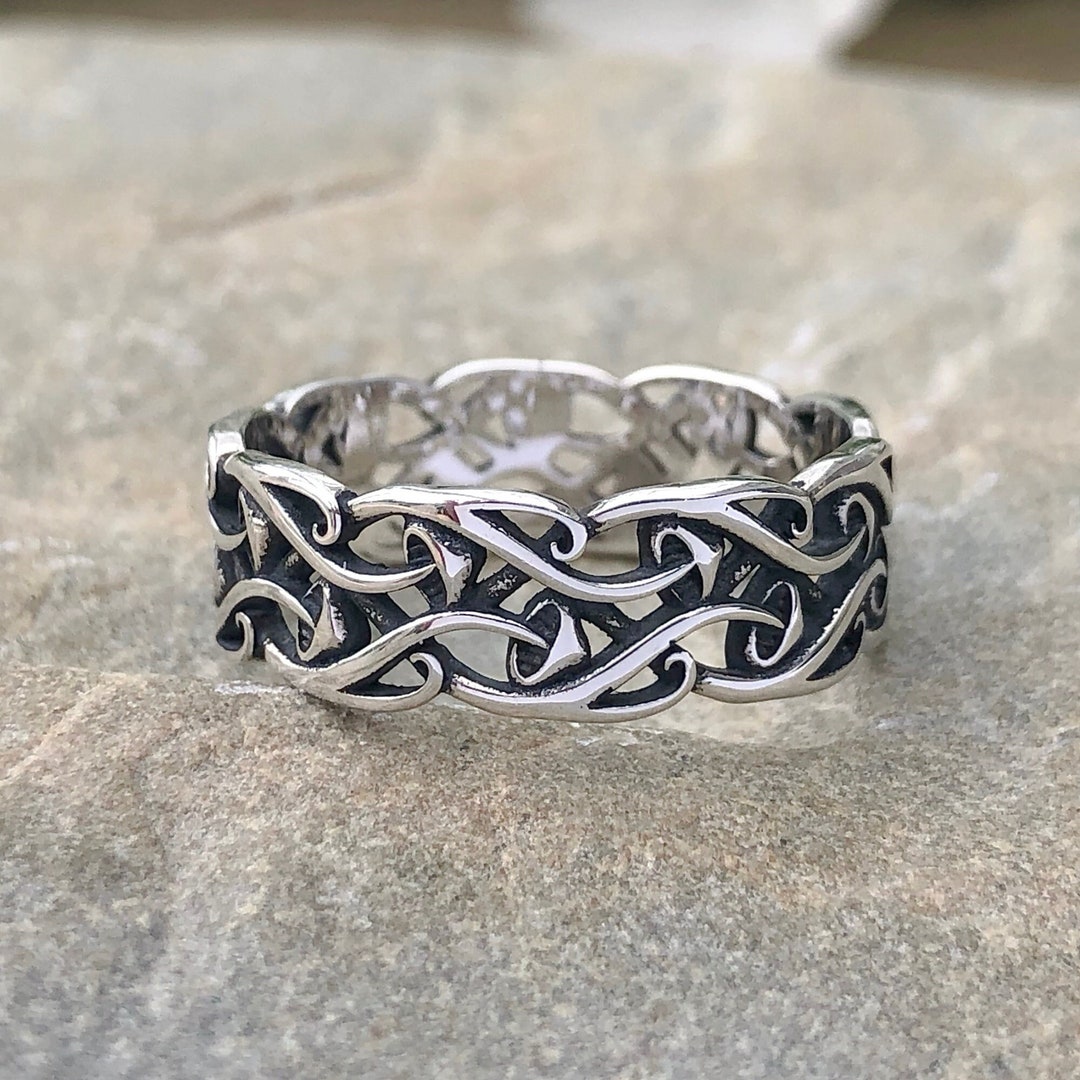 Sterling Silver Mushroom Ring, Mushroom Band, Mushroom Jewelry, Fungi ...