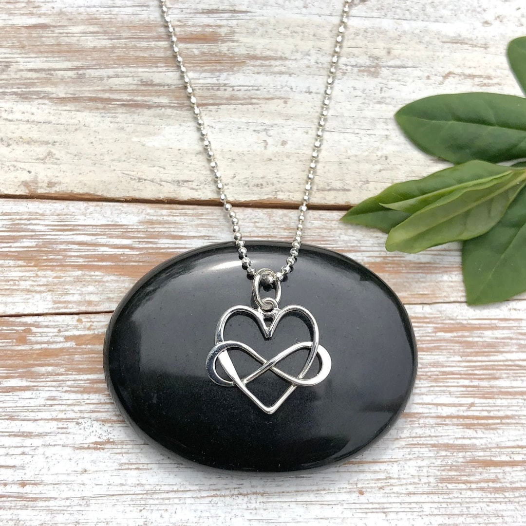 Infinity Heart Necklace, Infinity Heart Charm, Heart Necklace, Silver ...