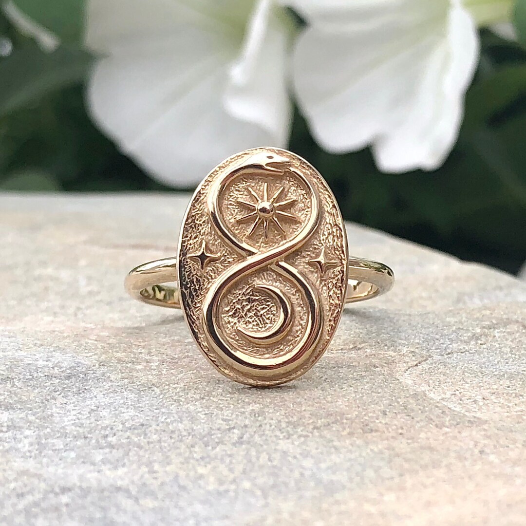 Bronze Infinity Serpent Ouroboros Ring solid Bronze Snake Ring-sun and ...