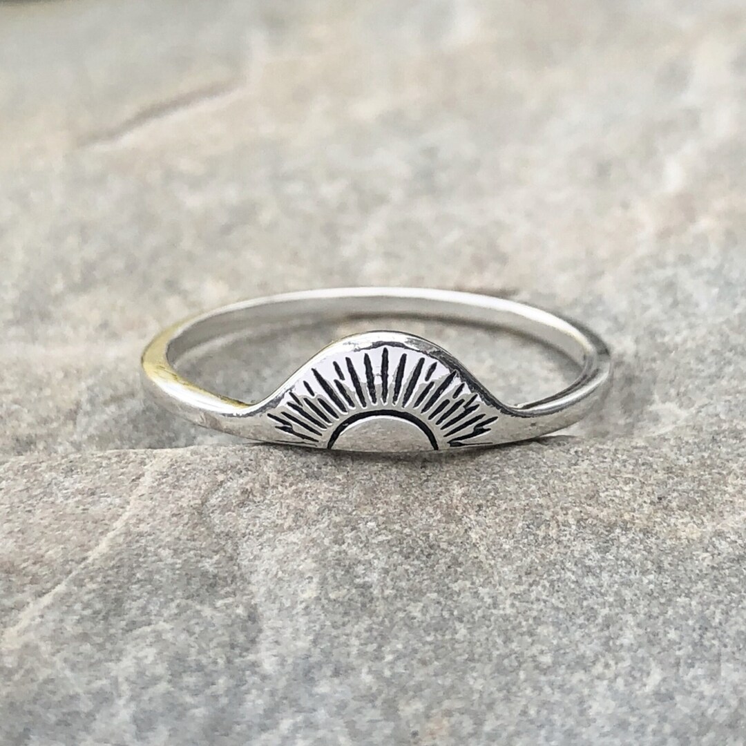 Sterling Silver Sun Ring, Sunrise Ring, Celestial Jewelry, 925 Silver Boho Ring, Sun Ring ...