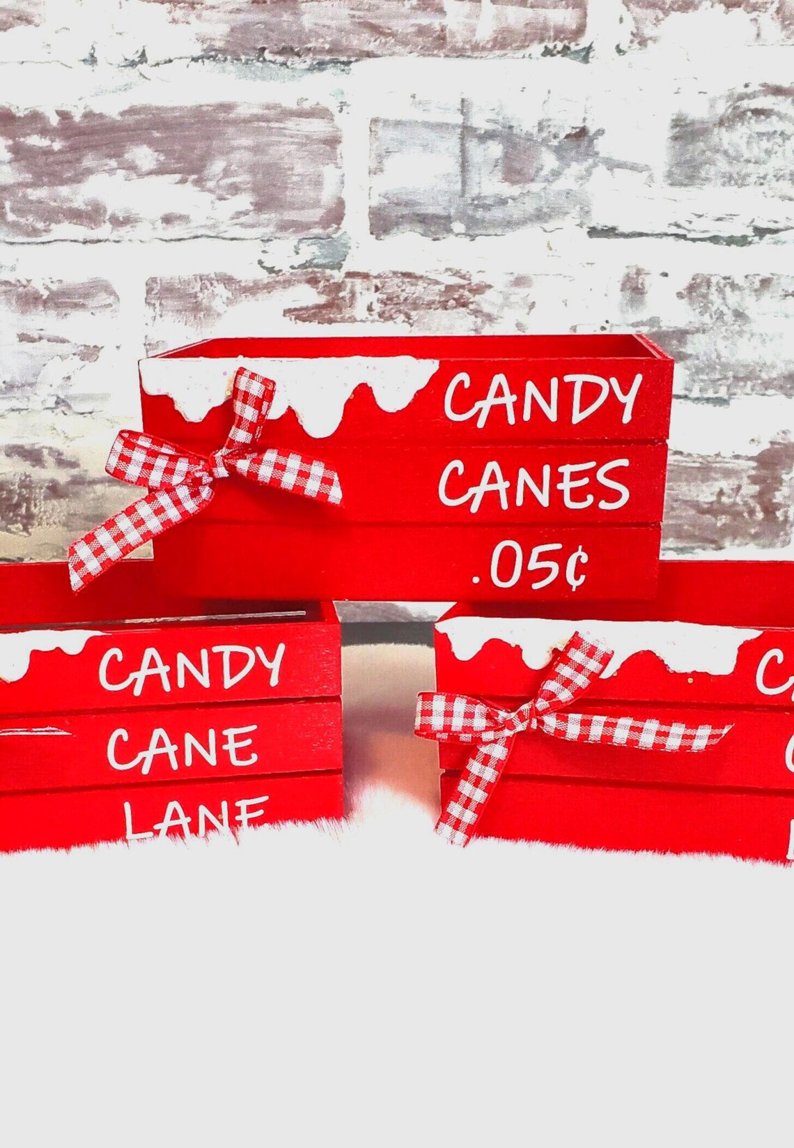 Candy Cane Crates/candy Dishes Tiered Tray Decor/christmas Decor/fake ...